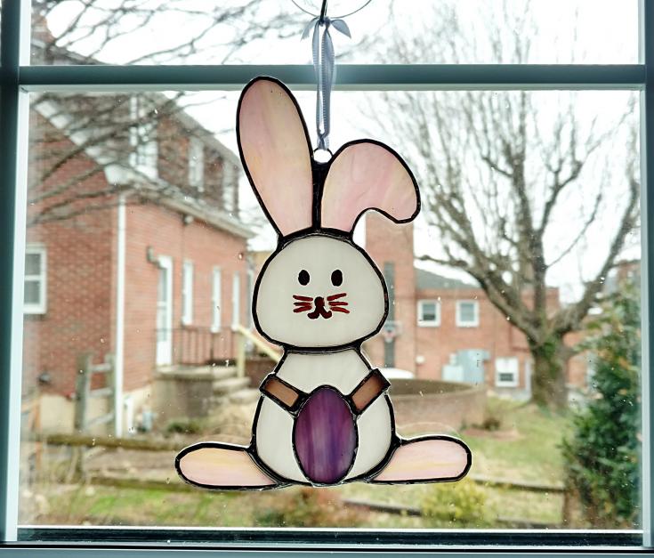 Easter Bunny Stained Glass Suncatcher, Easter Decoration, Bunny Rabbit ...