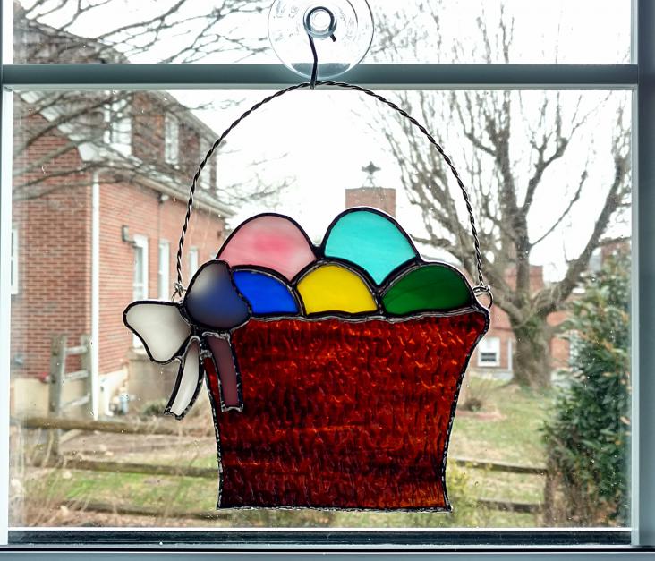 Stained Glass Easter Basket Suncatcher, Easter Decoration, Easter Egg ...
