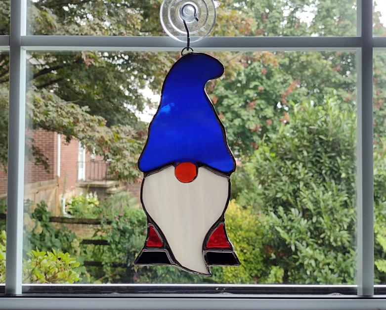 Patriotic Stained Glass Gnome / Elf Suncatcher | Stained Glass Your Way