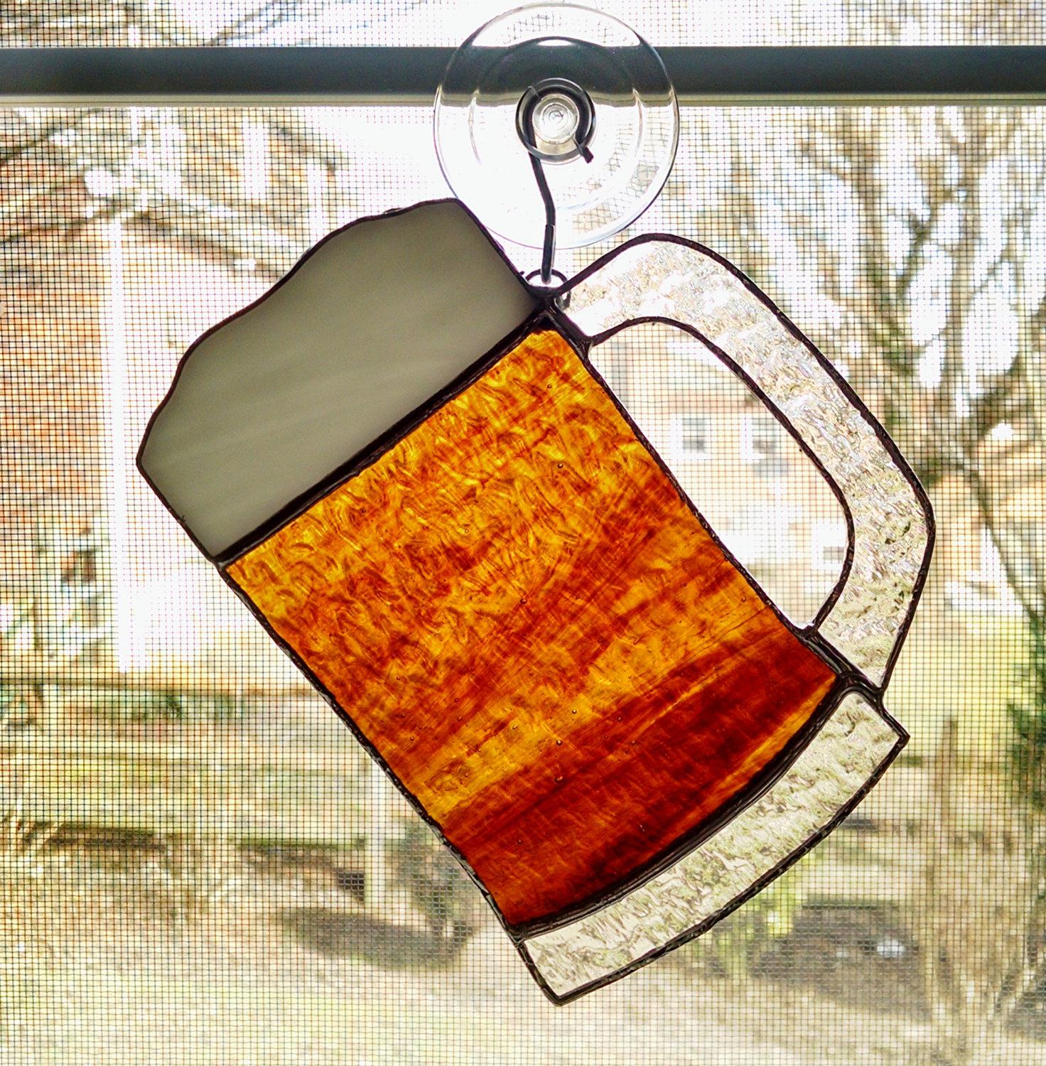 Beer Mug Stained Glass Suncatcher Beer Glass Bar Decoration Stained Glass Your Way