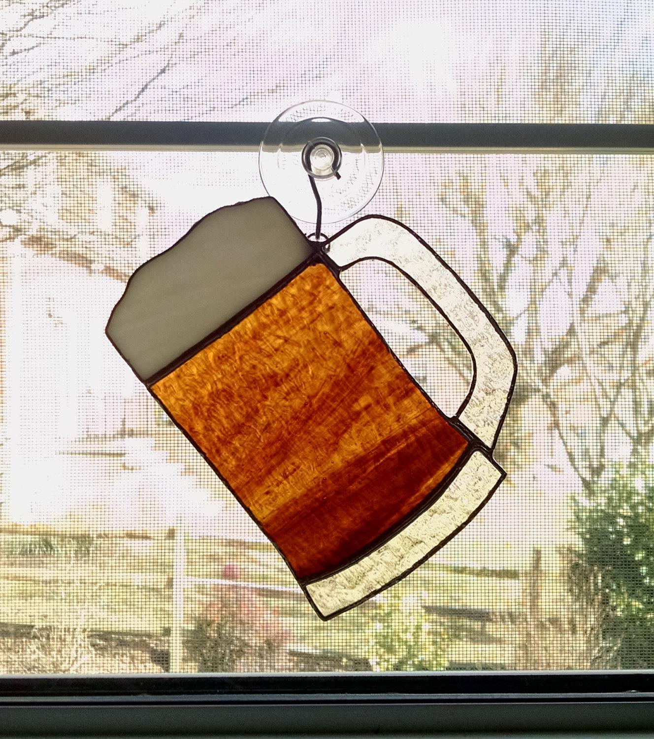 Beer Mug Stained Glass Suncatcher Beer Glass Bar Decoration Stained Glass Your Way
