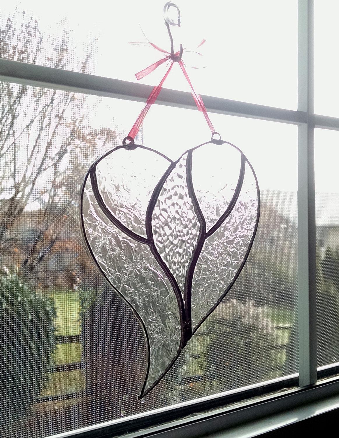 Unity Heart Stained Glass Suncatcher Clear Cathedral Glasses Stained Glass Your Way